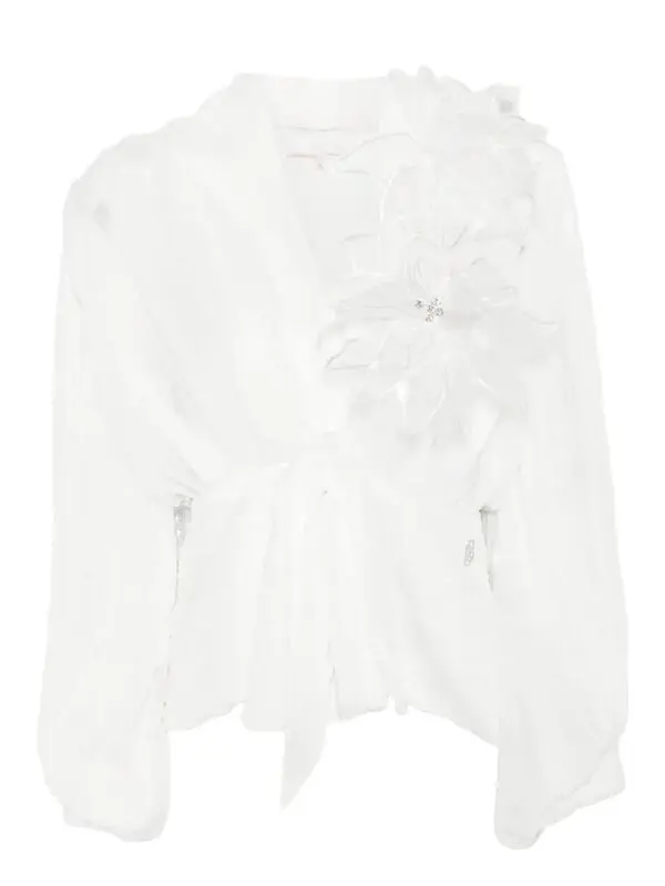 BABYLONE PARIS Floral-appliqué Blouse - White