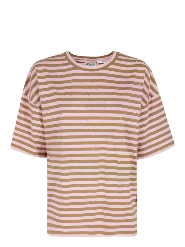 Essentiel Antwerp Joste Striped Embellished T-shirt - Pink