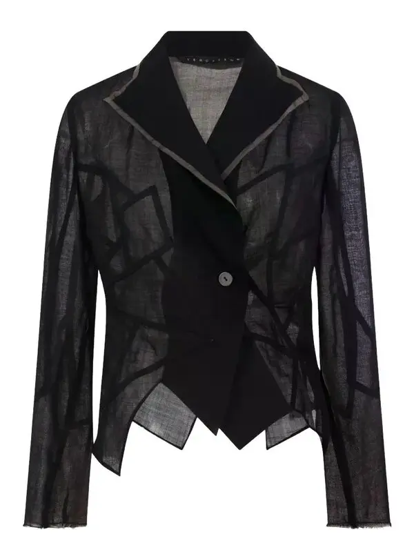 YEHUAFAN Geometric Button Jacket - Black