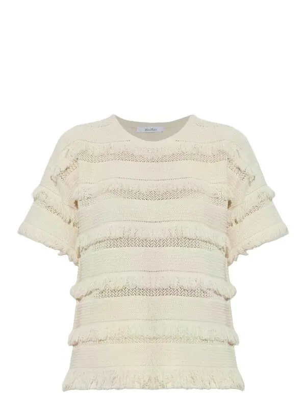 Max Mara Fringed Knit Top - Neutrals