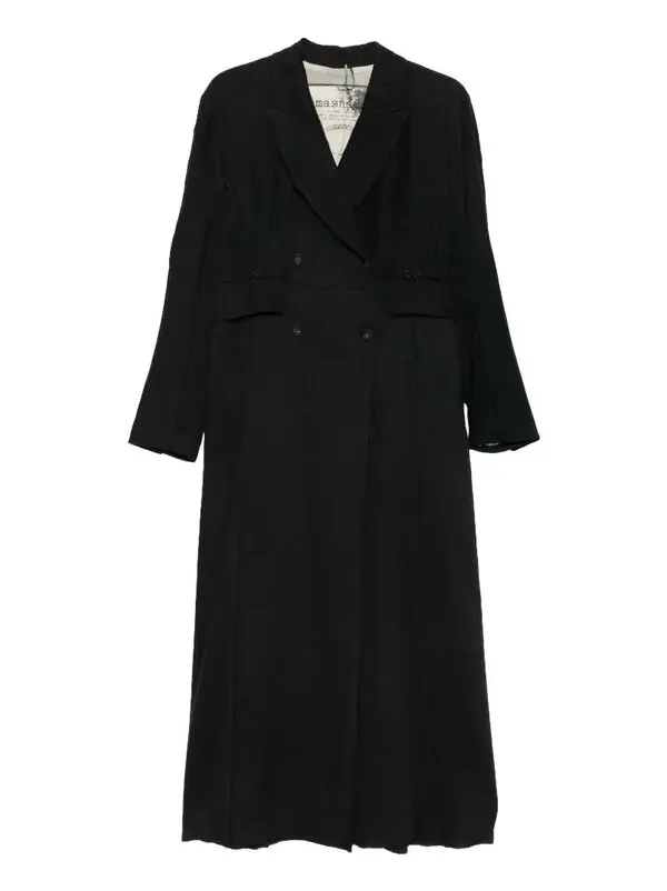 Masnada Double-breasted Buttoned Coat - Black