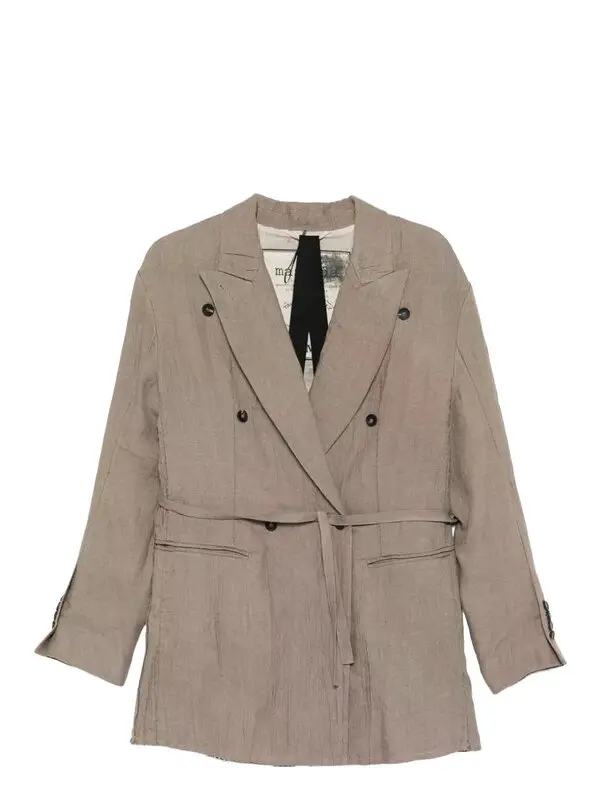 Masnada Double-breasted Belted Blazer - Neutrals