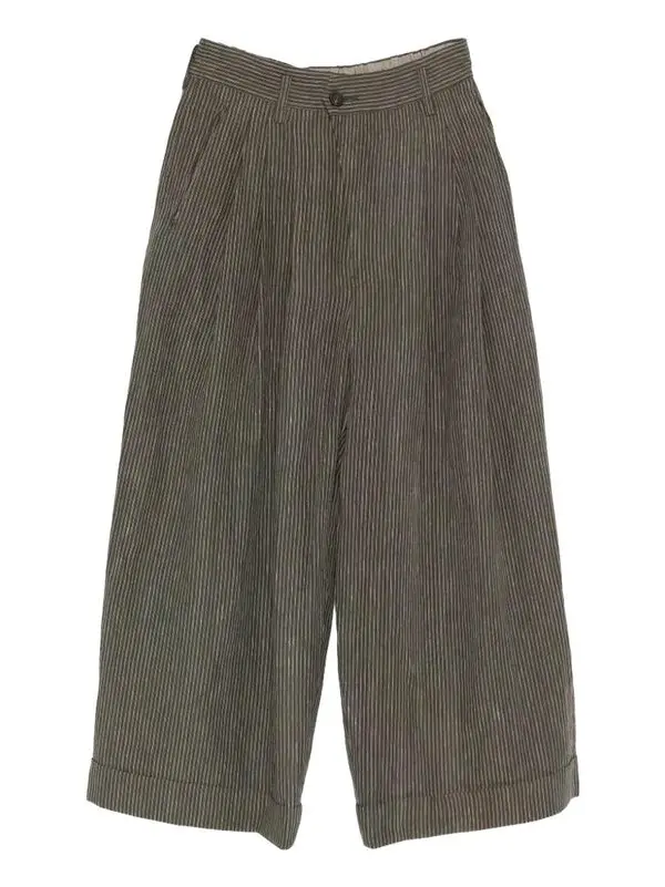 ZIGGY CHEN Striped Pleated Trousers - Green