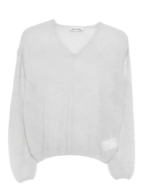 LOW CLASSIC V-neck Fine Knit Sweater - Grey