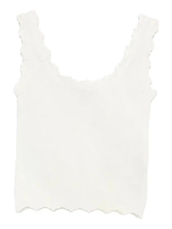 LOW CLASSIC Scalloped-trim Sleeveless Top - White