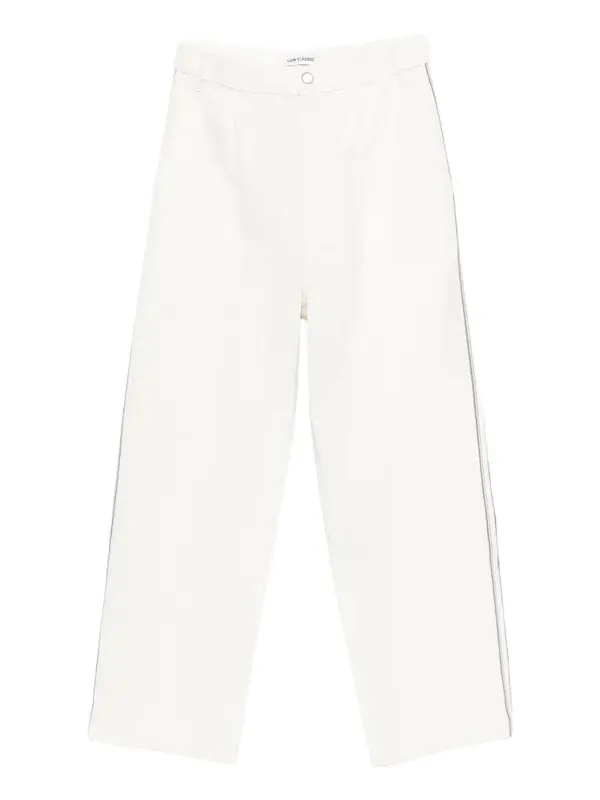 LOW CLASSIC Drawstring Stripe-detail Trousers - Neutrals