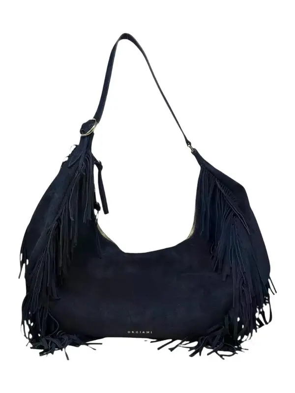 ORTIGNI Fringed Hobo Bag - Blue