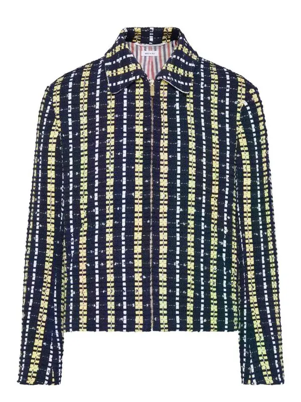 Thom Browne Repp Striped Tweed Jacket - Blue