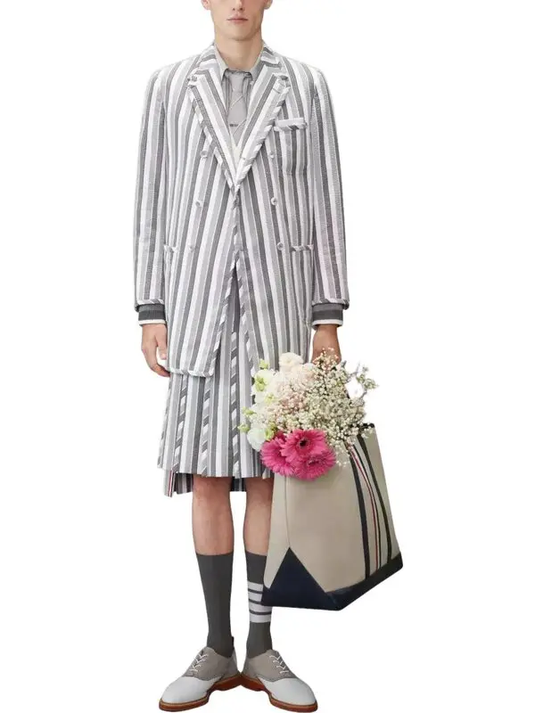 Thom Browne Seed Stitch 4-bar Cardigan - Grey