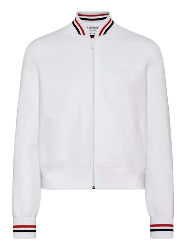Thom Browne Intarsia-knit Bomber Jacket - White