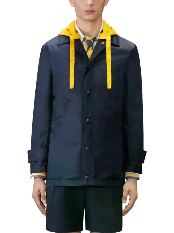Thom Browne Hooded Ripstop Coat - Blue