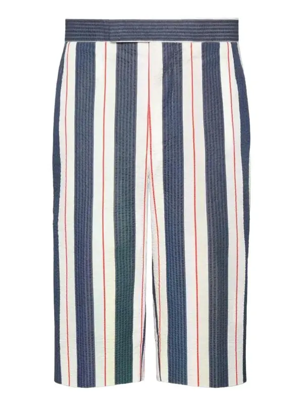 Thom Browne Striped Seersucker Shorts - Blue