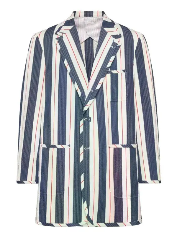 Thom Browne Striped Seersucker Jacket - White