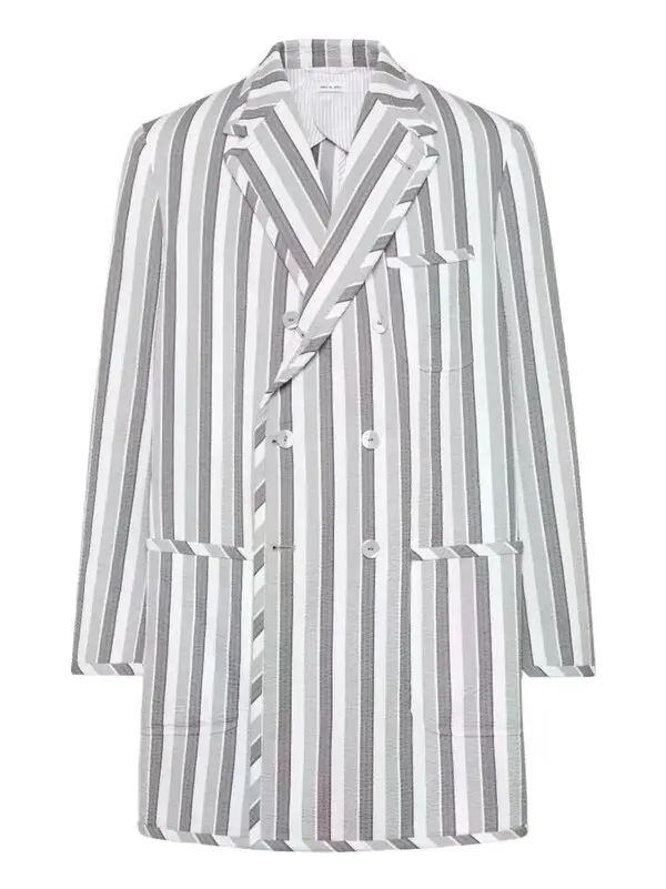 Thom Browne Repp Striped Seersucker Jacket - White