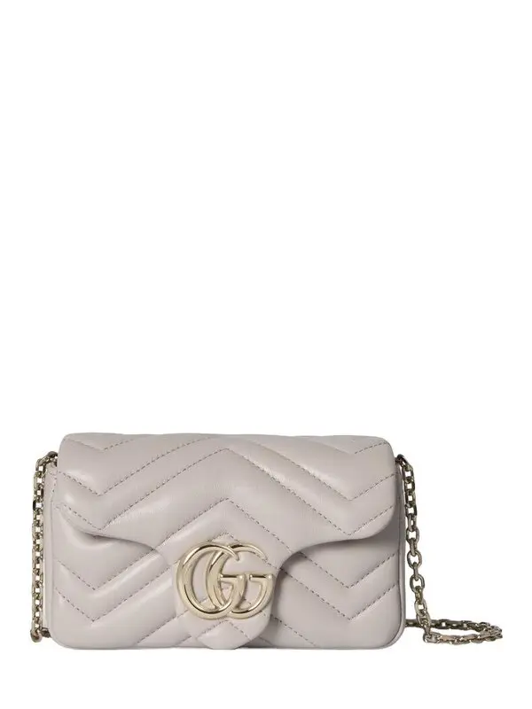 Gucci Gg Marmont Mini Shoulder Bag Leather - Grey