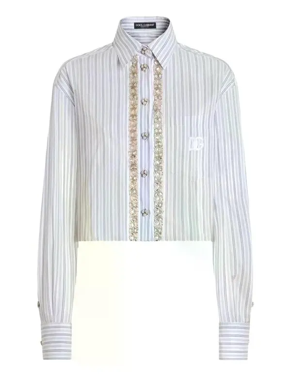 Dolce & Gabbana Striped Embellished Shirt - White