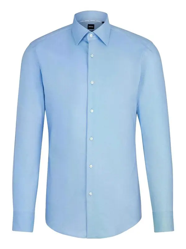 BOSS Long-sleeve Cotton Blend Shirt - Blue