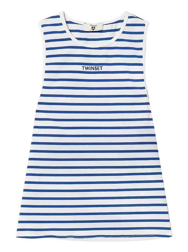 TWINSET Striped Knit Tank Top - White