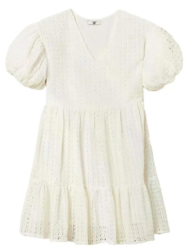TWINSET Puff-sleeved Tiered Dress - White