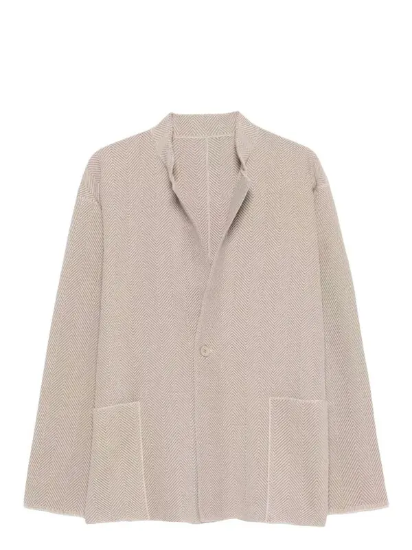 Issey Miyake Knit Herringbone Cardigan - Neutrals