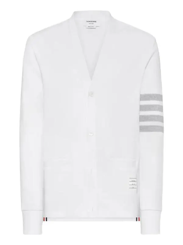 Thom Browne 4-bar Piqué Cardigan - White