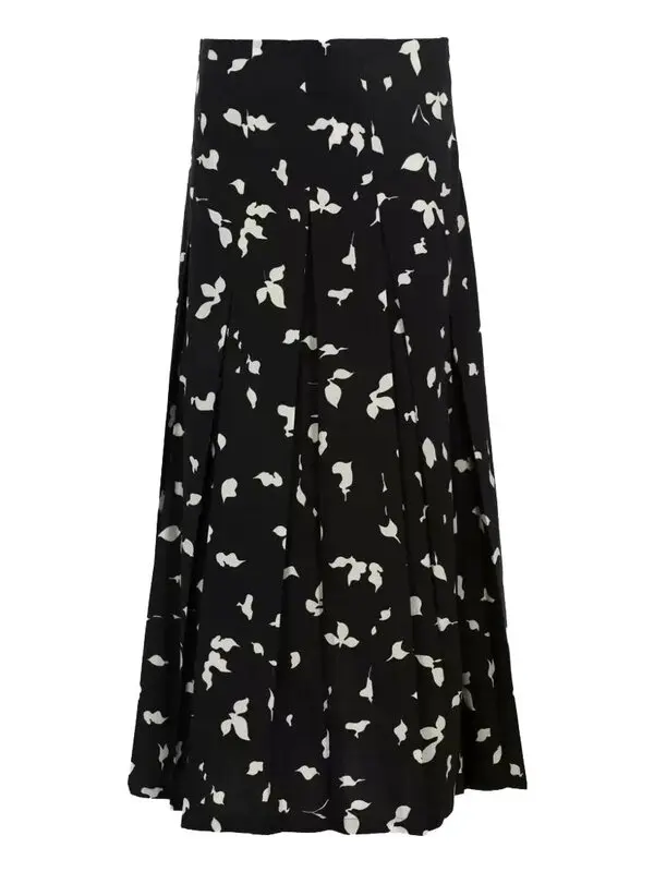 ALYSI Pleated Floral Print Skirt - Black