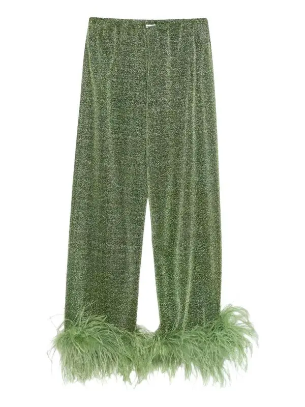 Oseree Lumiere Plumage Straight Trousers - Green