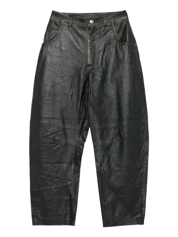 GIORGIO BRATO Buttoned Leather Trousers - Black