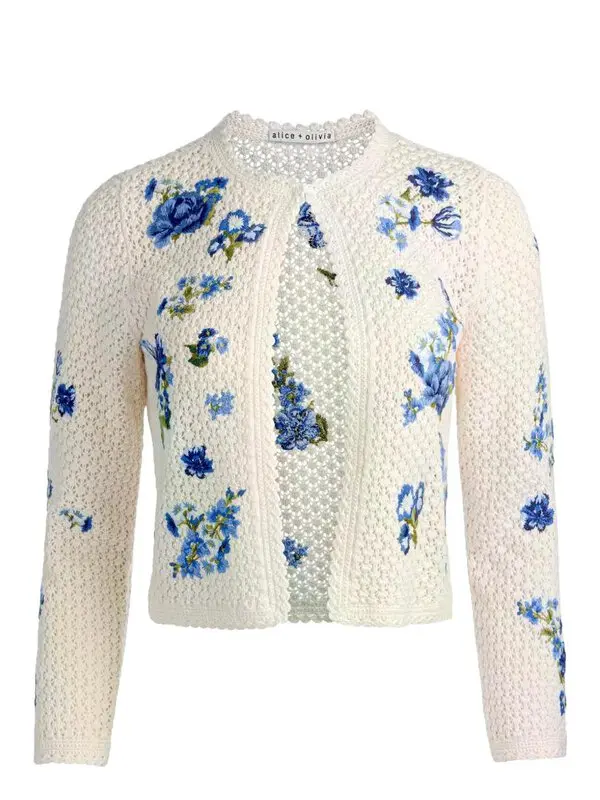 Alice + Olivia Anderson Floral Cardigan - White