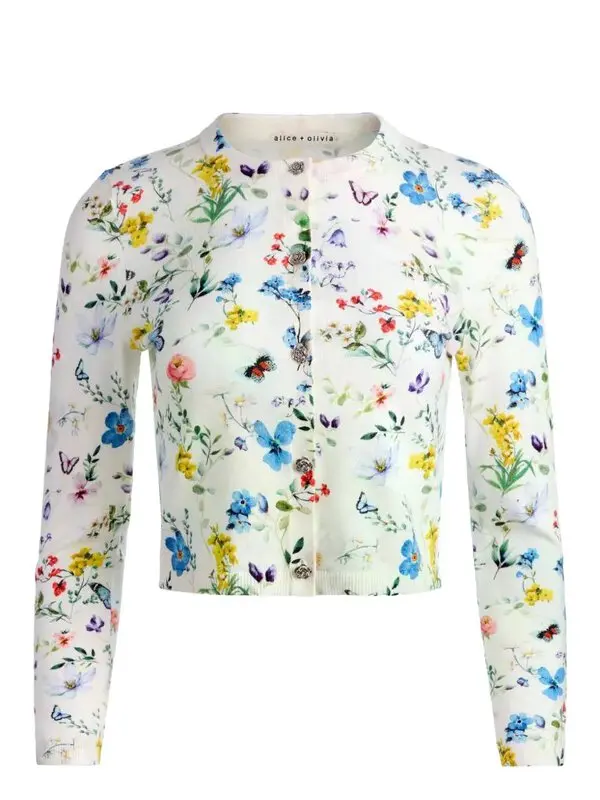 Alice + Olivia Carson Printed Cardigan - White
