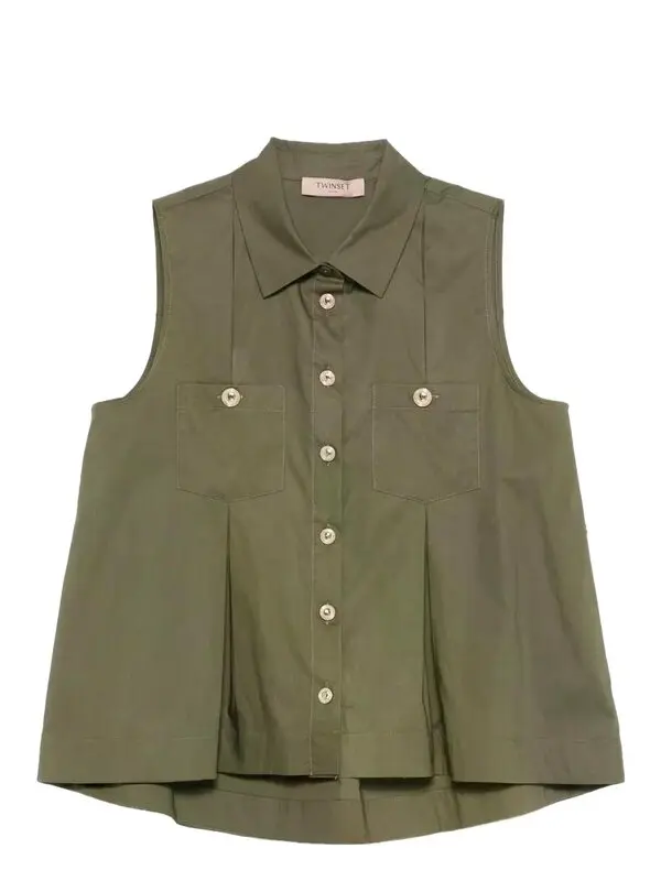 TWINSET Pleated Patch-pocket Shirt - Green