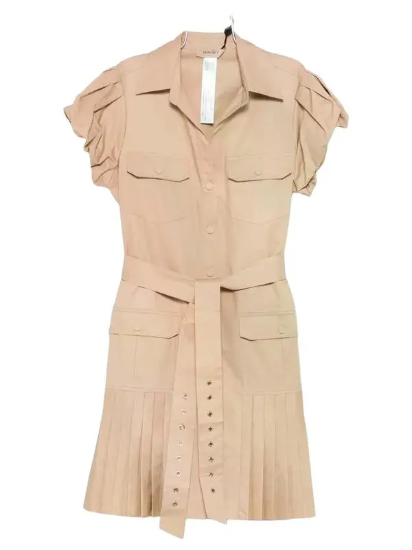 TWINSET Belted Pleated Mini Dress - Neutrals