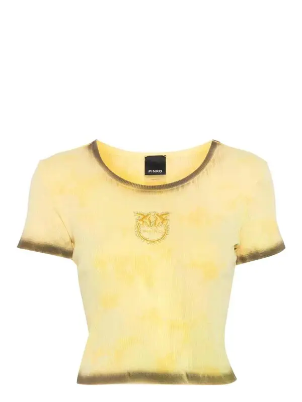 Pinko Logo-embroidered T-shirt - Yellow