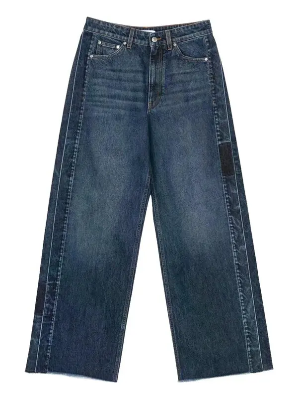 Stella McCartney Paneled Frayed Jeans - Blue