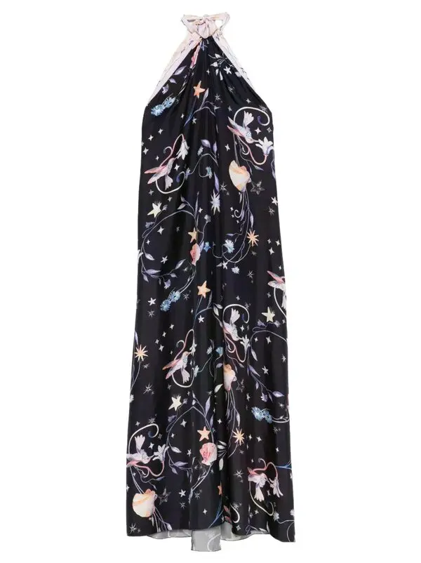 FORTE_FORTE Floral Print Halter Dress - Black