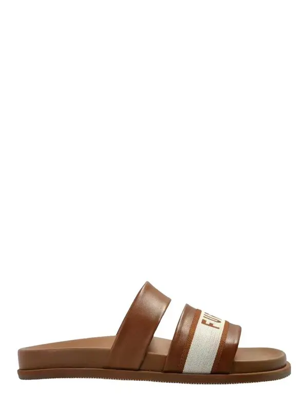 Furla Logo Stripe Sandals - Brown