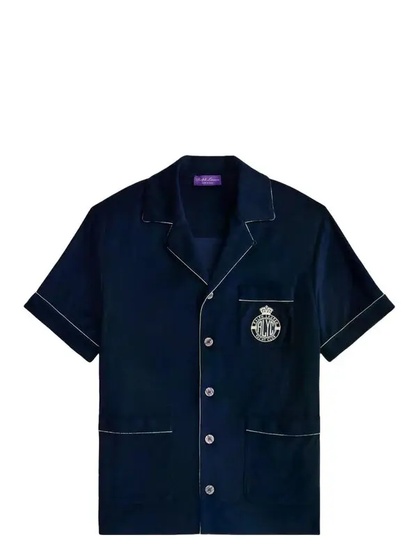 Ralph Lauren Purple Label Short-sleeve Embroidered Cabana Shirt - Blue