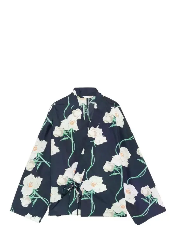 Kenzo Floral-print V-neck Shirt - Blue