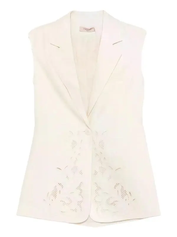TWINSET Embroidered Sleeveless Waistcoat - Neutrals