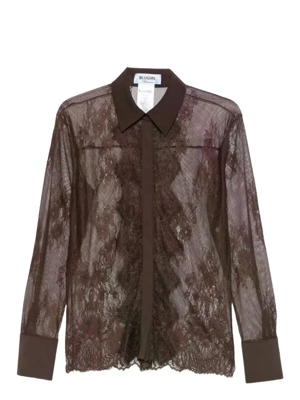 BLUGIRL Floral-lace Shirt - Brown