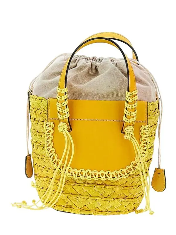 CUBA LAB Habanera Braided Bucket Bag - Yellow