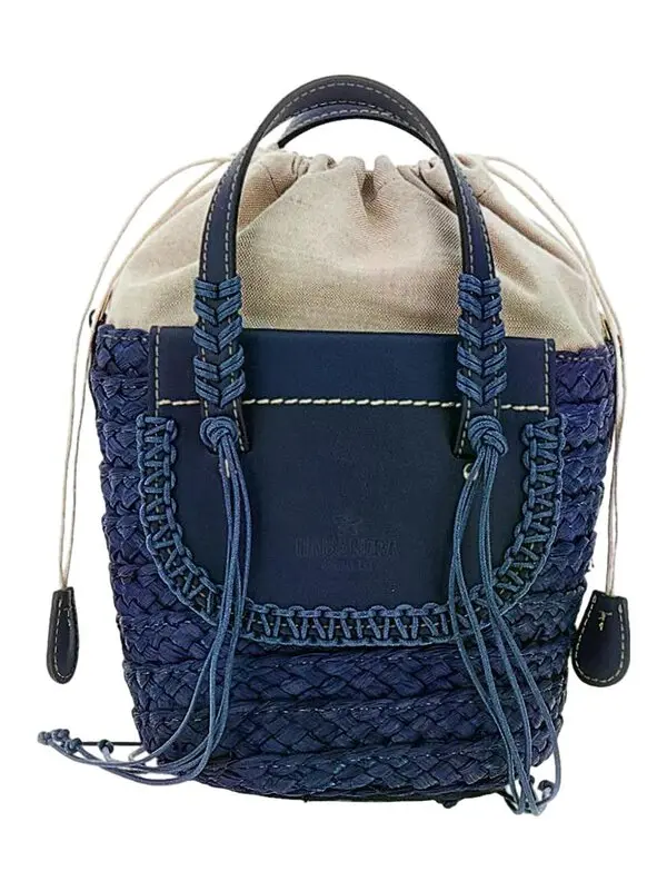 CUBA LAB Habanera Woven Top Handle Bucket Bag - Blue