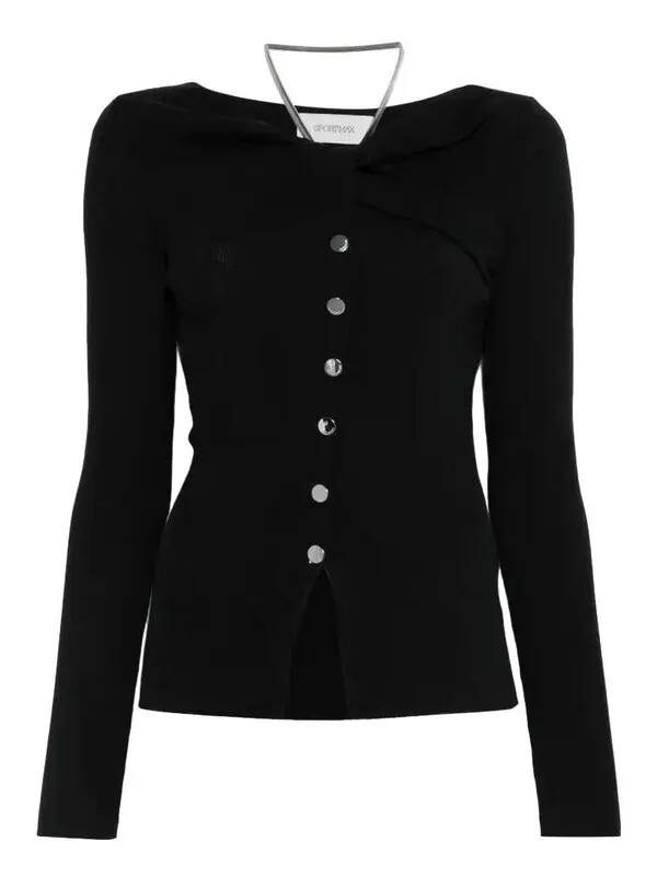 Sportmax Button-up Cardigan With Necklace Detail - Black