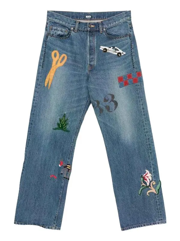 KHOKI K14 Embroidery-appliqué Jeans - Blue