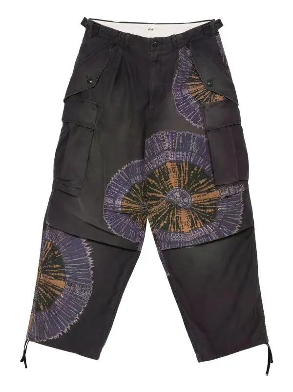 KHOKI Printed Cargo Pants - Black