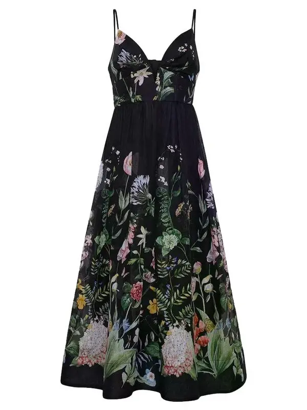 Cara Cara Pero Floral Midi Dress - Black