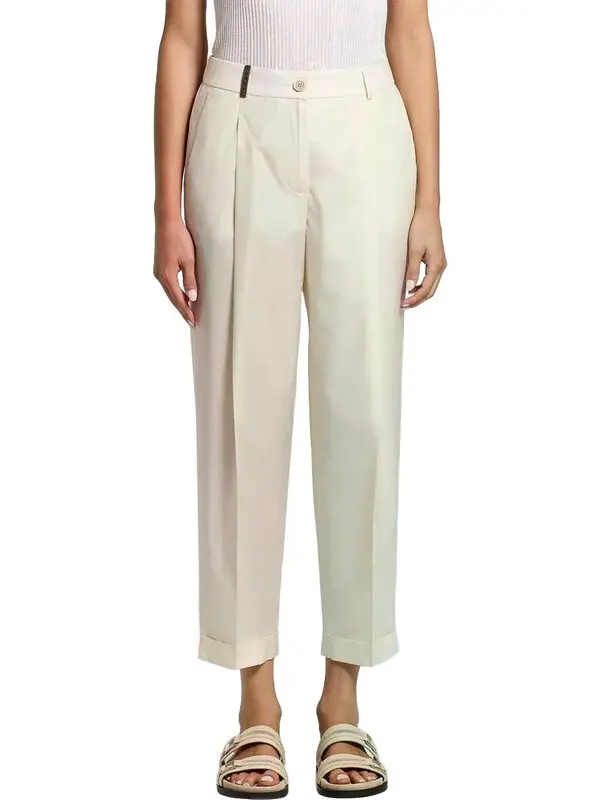 Peserico Pleated Turn-up Trousers - Neutrals