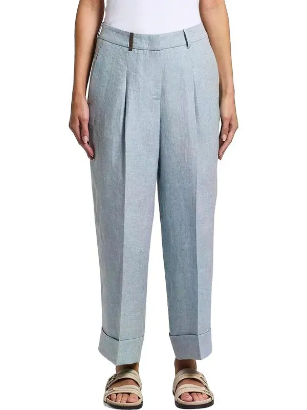 Peserico Turn-up Tailored Trousers - Blue