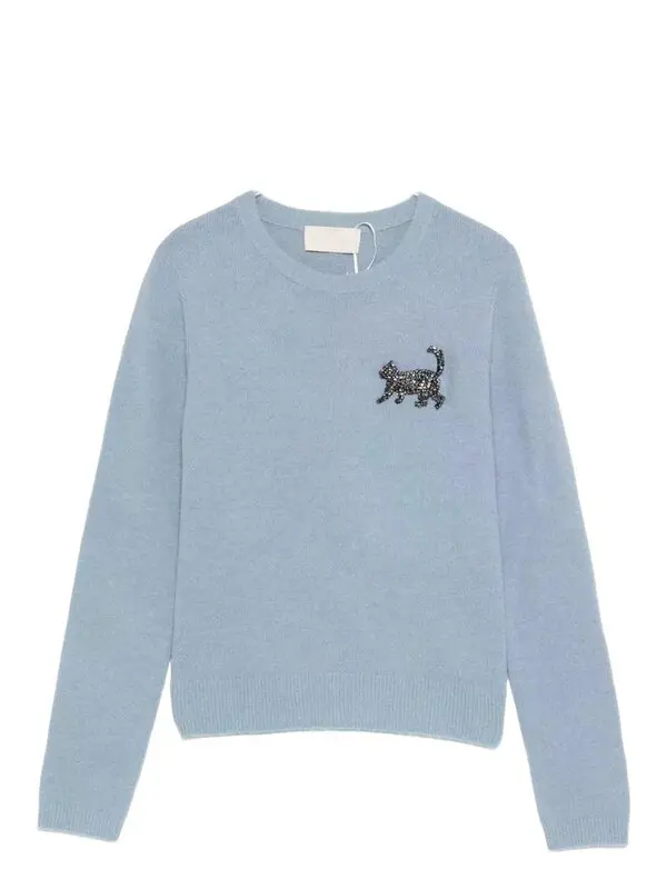 I BLUES Luciana Embellished Crew-neck Sweater - Blue