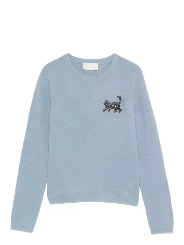 I BLUES Luciana Embellished Crew-neck Sweater - Blue